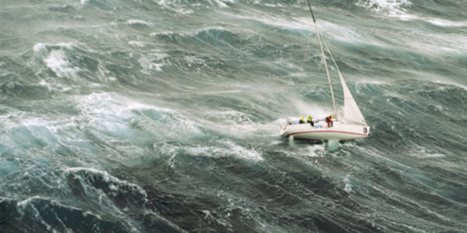 How to Sail through a Storm: Waves, Sails, Tactics
